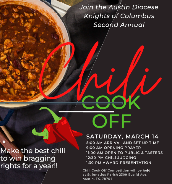 KofC Second Annual Diocesan Chili Cook-Off 3/14/26 – Greater Austin ...